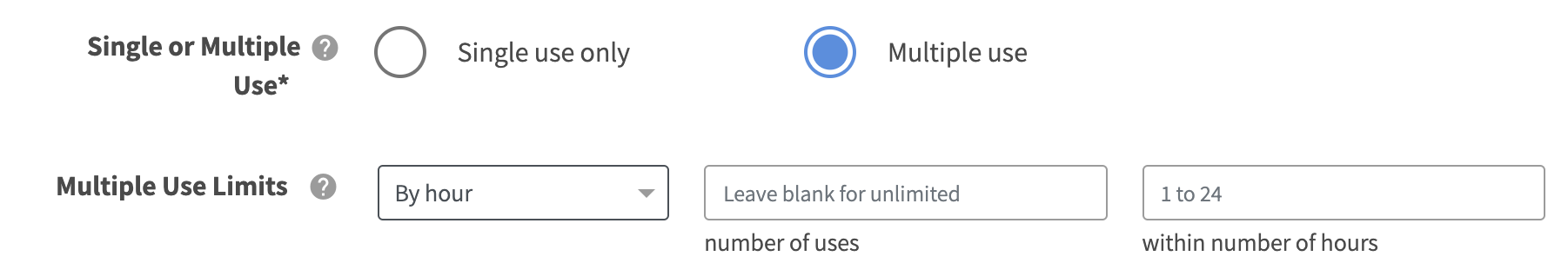 Create a Multiple Use Offer