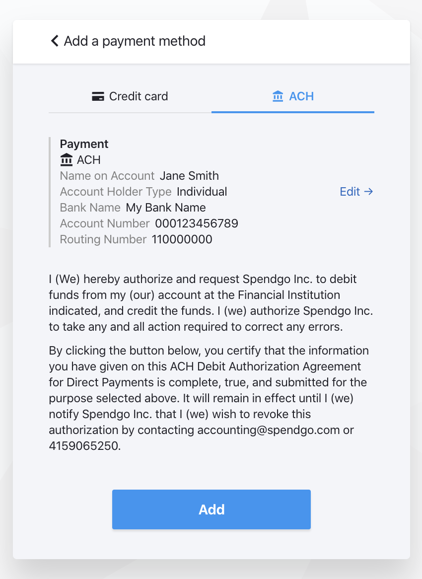 Create an ACH (Direct Debit) Payment Create an ACH (Direct Debit) Payment